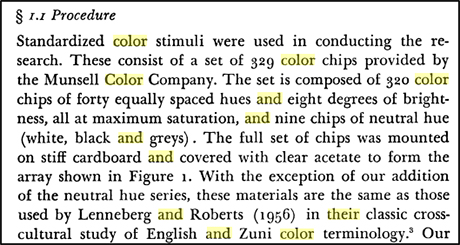 Berlin Kay Munsell Procedure | Munsell Color System; Color Matching ...
